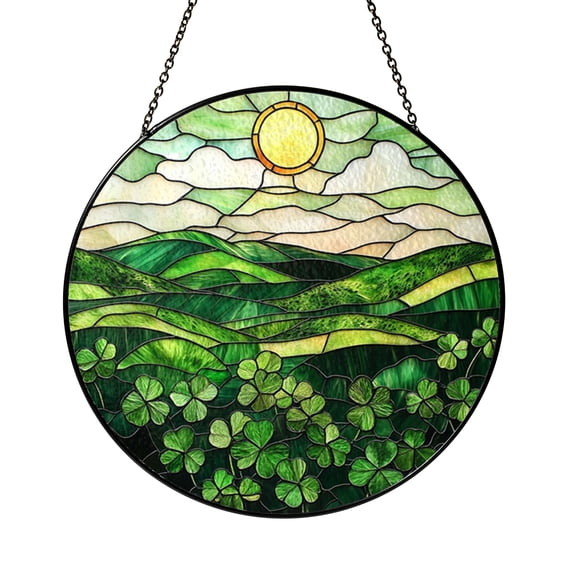 Botanical Clover Field Illustration Stained Glass Window Decor ...