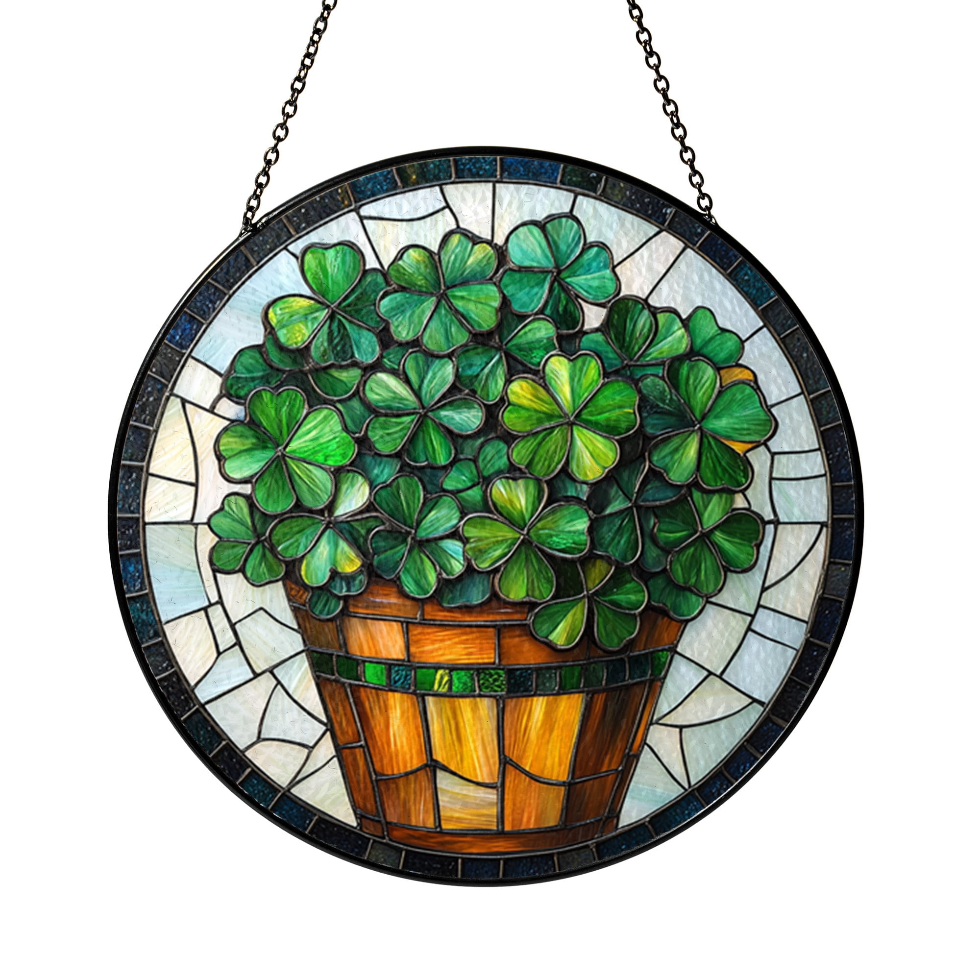 Botanical Clover Leaf Stained Glass Style Suncatcher Window Hanging ...