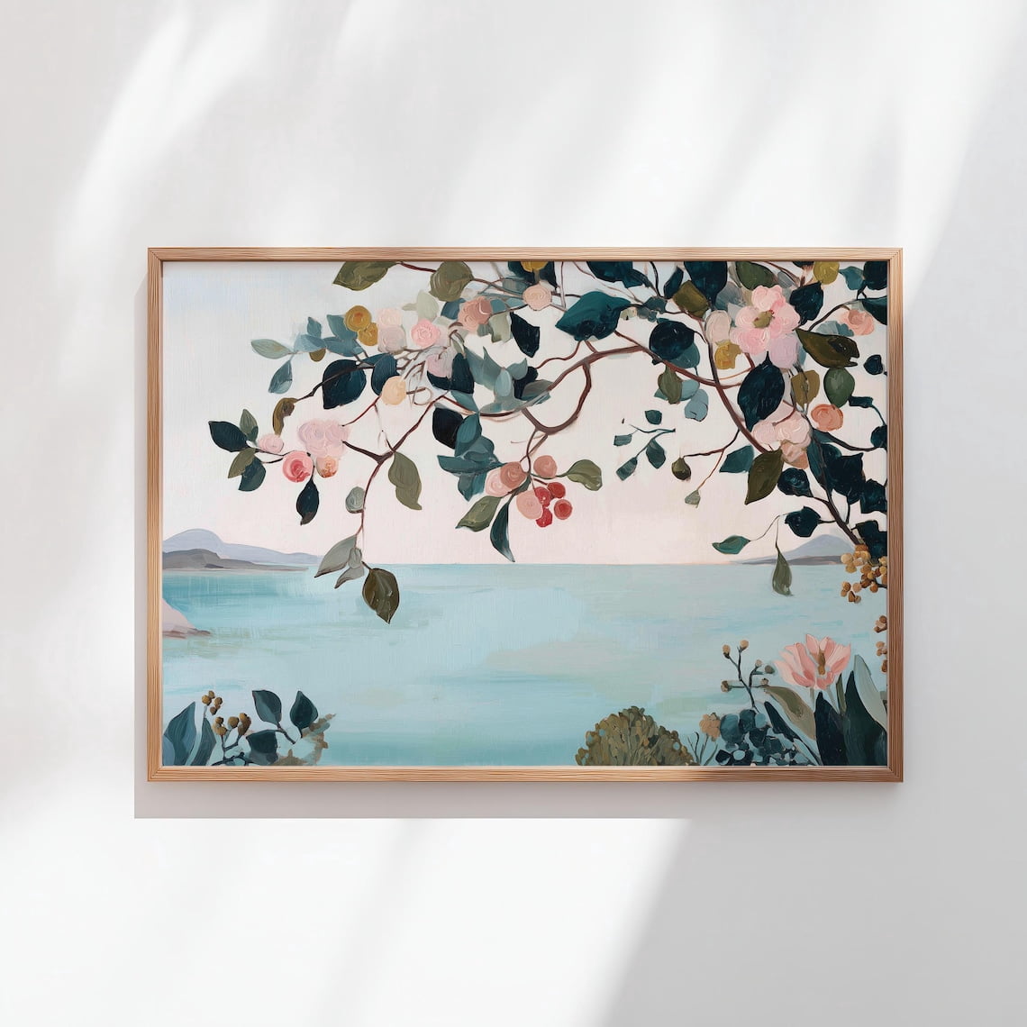 Botanical Coastal Floral Ocean Print, Unframed Paper Poster 24x36in ...