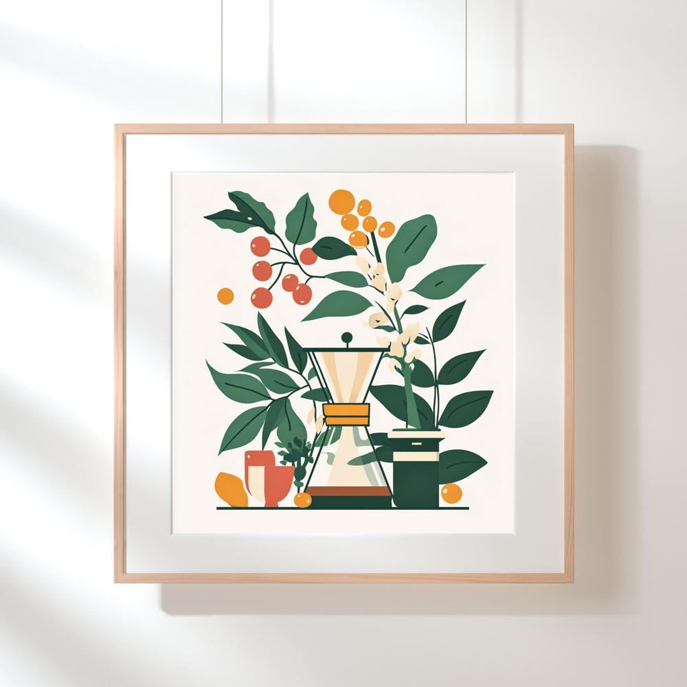 Botanical Coffee Process Print - Minimalist Coffee Plant Illustration ...