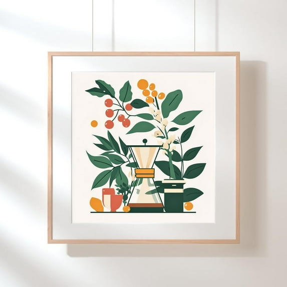 Botanical Coffee Process Print - Minimalist Coffee Plant Illustration ...