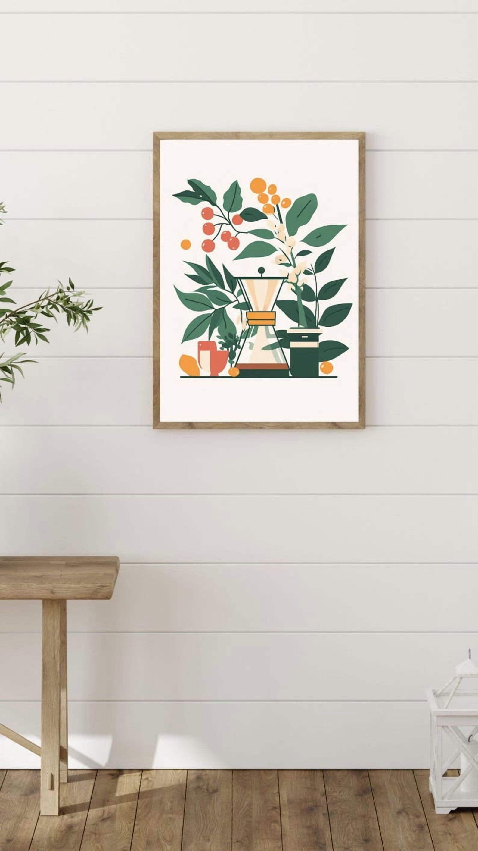 Botanical Coffee Process Print - Minimalist Coffee Plant Illustration ...