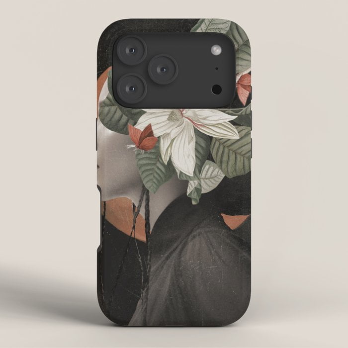 Botanical Collage White Flowers and Orange Butterflies Tough Case for ...