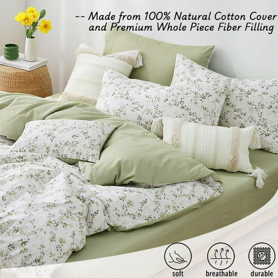 Botanical Cotton Comforter Queen Size - Tender Green Comforter Printed ...