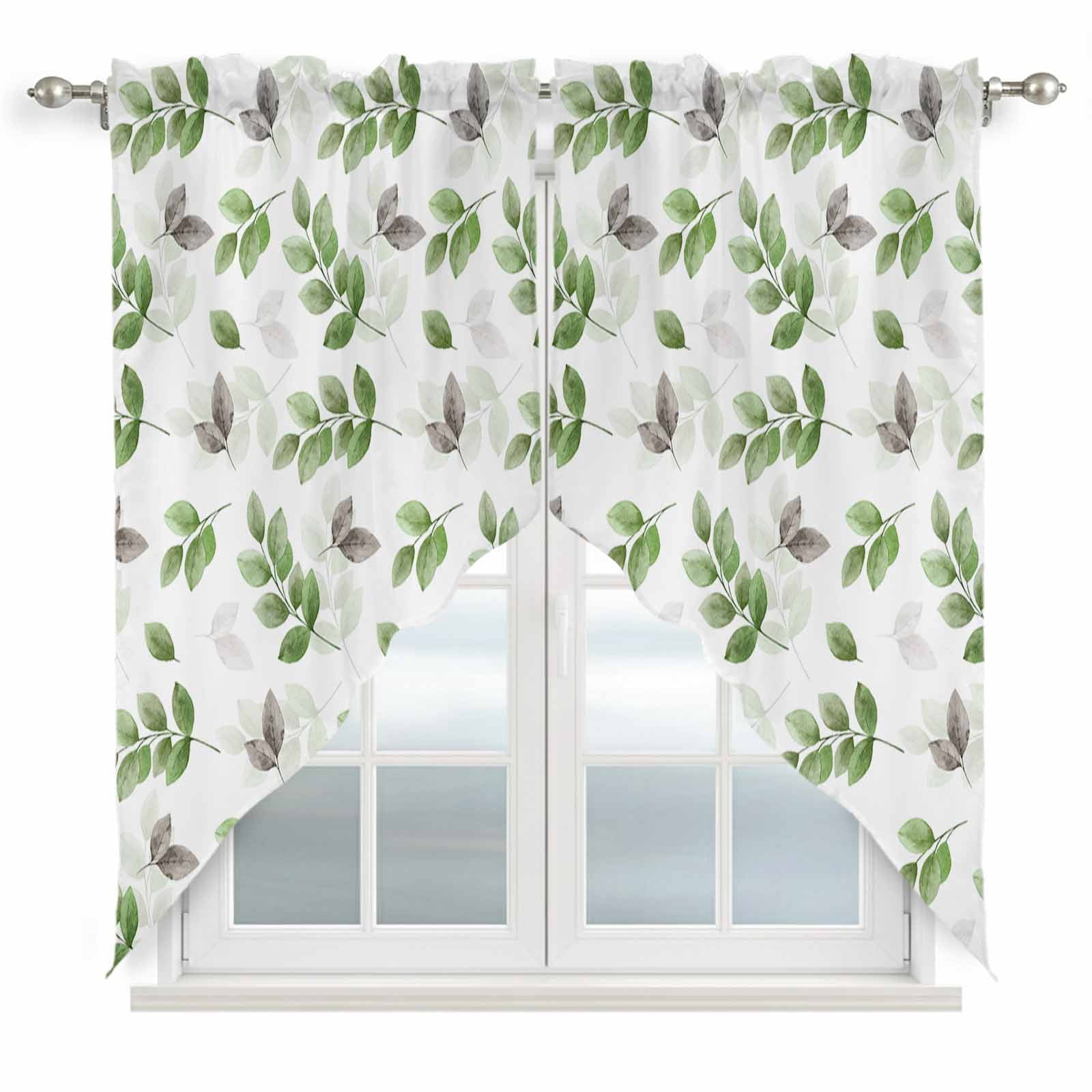 Botanical Country Swag Curtain Valance for Window 2 Panels Green ...