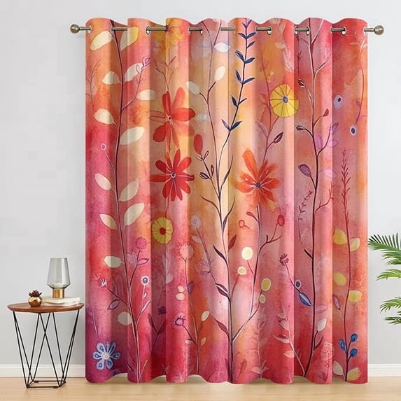 Botanical Curtains for Bedroom, Floral Leaf Curtains for Living Room ...