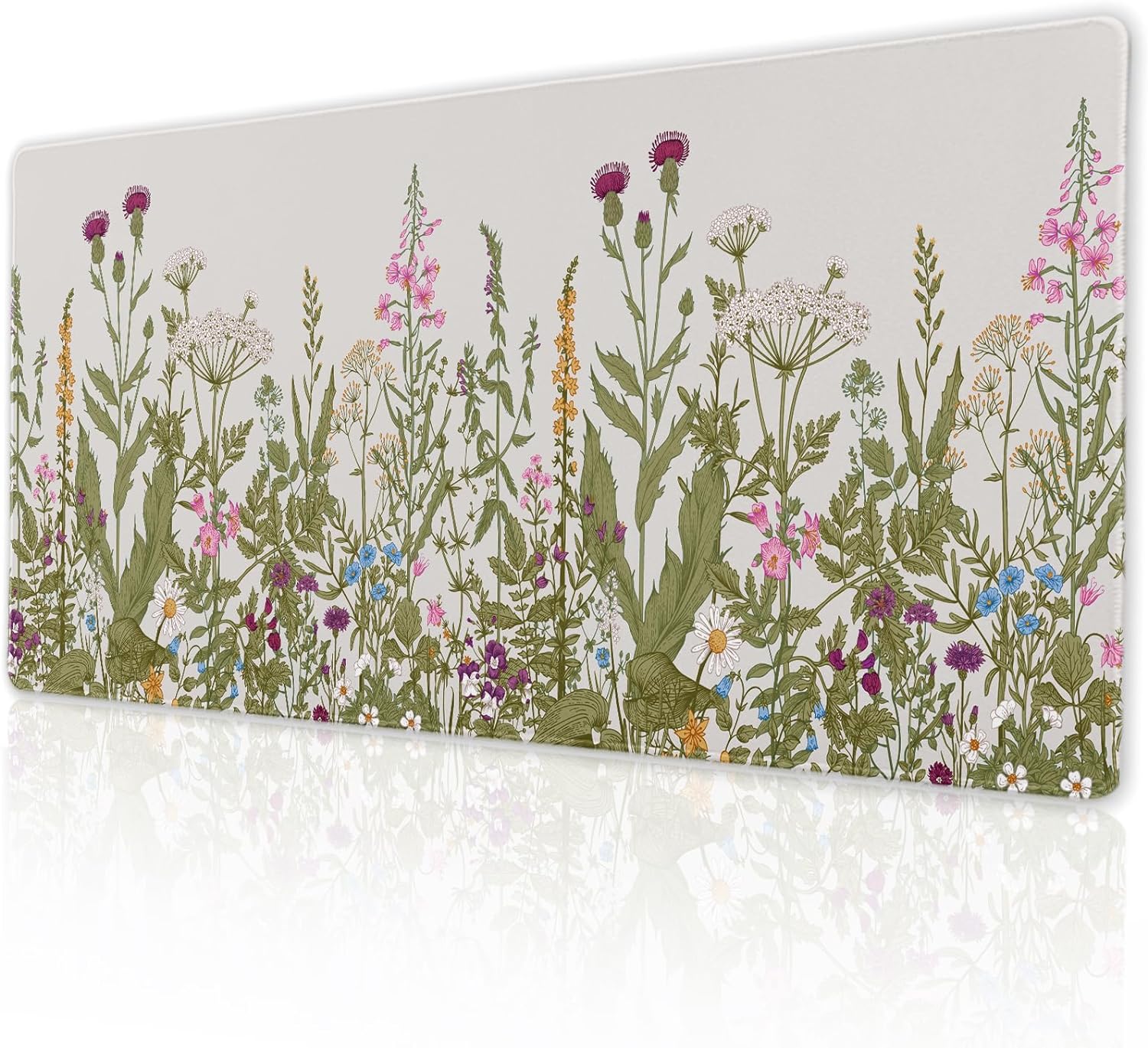 Botanical Cute Flowers Gaming Mouse Pad XXL 35.4×15.7 in Aesthetic ...
