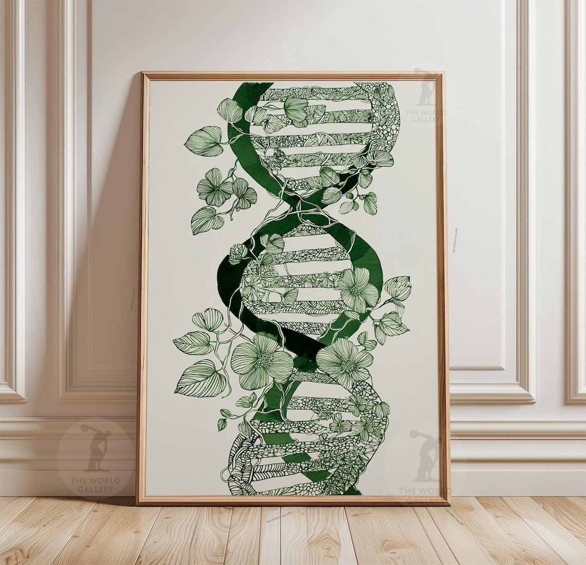 Botanical DNA Helix Green Science Floral Poster Unframed Paper Print ...