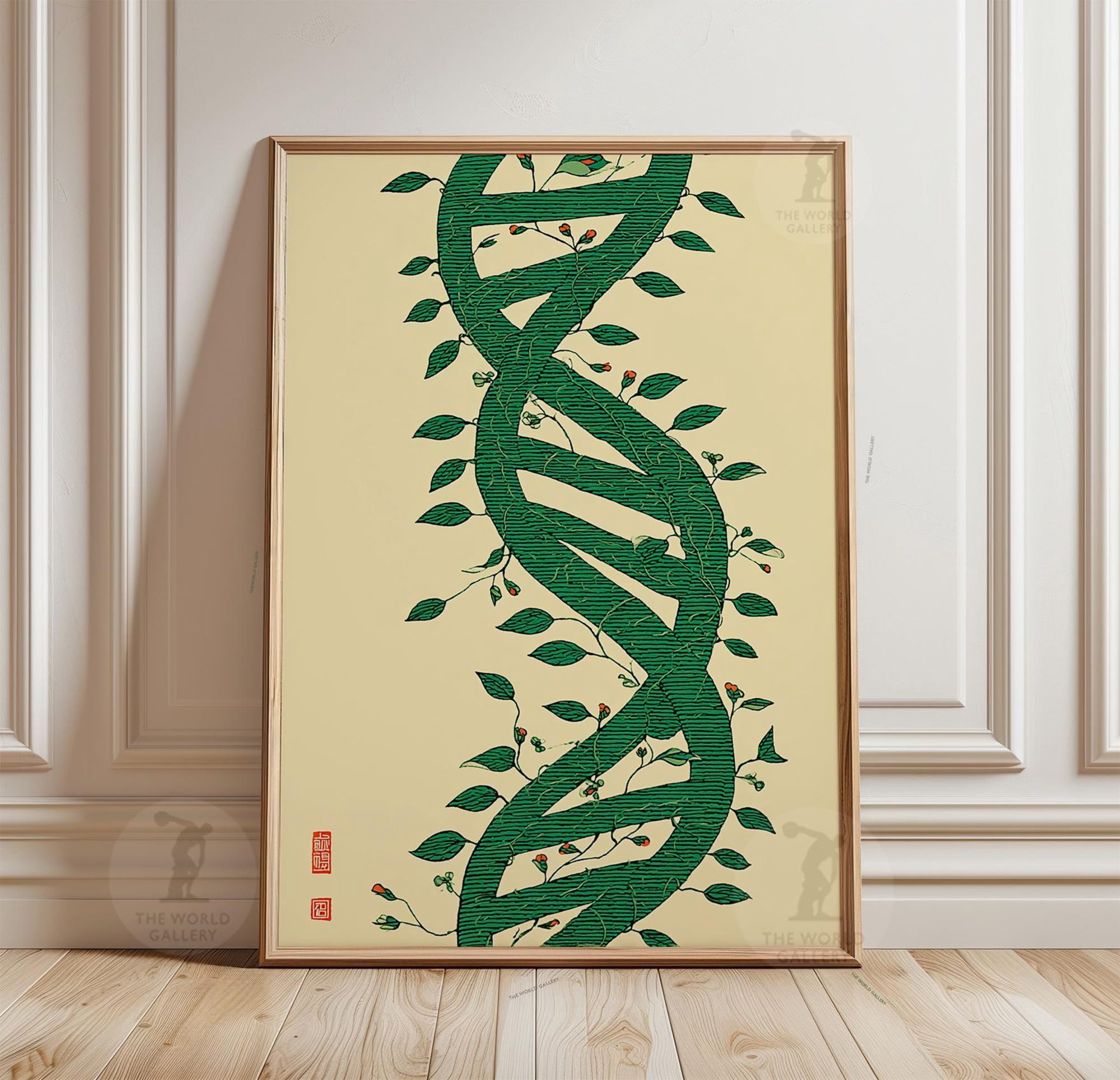 Botanical DNA Helix Poster Green Science Wall Art Print Nature Inspired ...