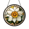 Botanical Daffodil Stained Glass Suncatcher, Elegant Flower Window ...