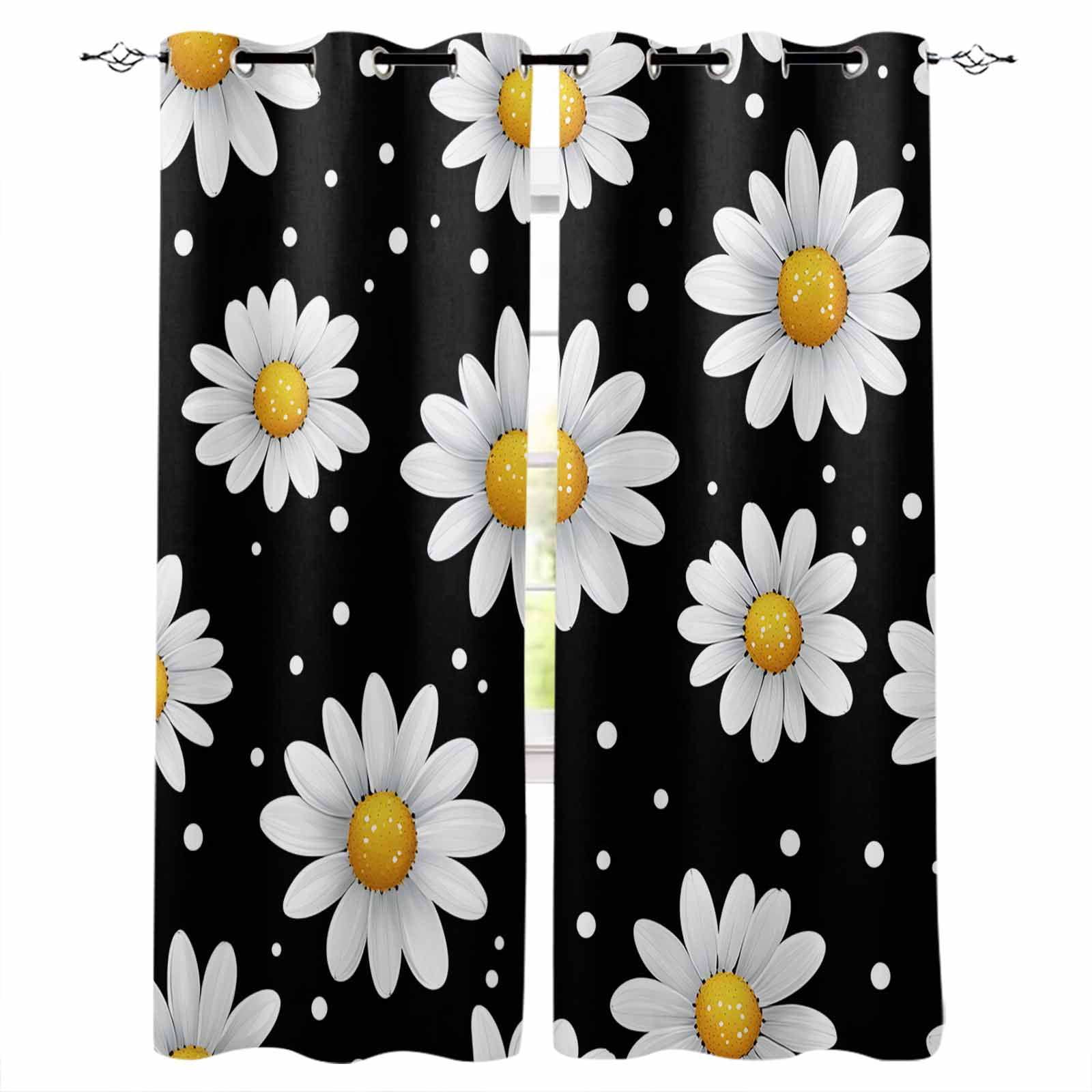 Botanical Daisy Blackout Curtains for Bedroom Living Room Darkening ...