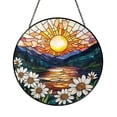 Botanical Daisy Bloom Stained Glass Suncatcher, Nature Window Decor ...