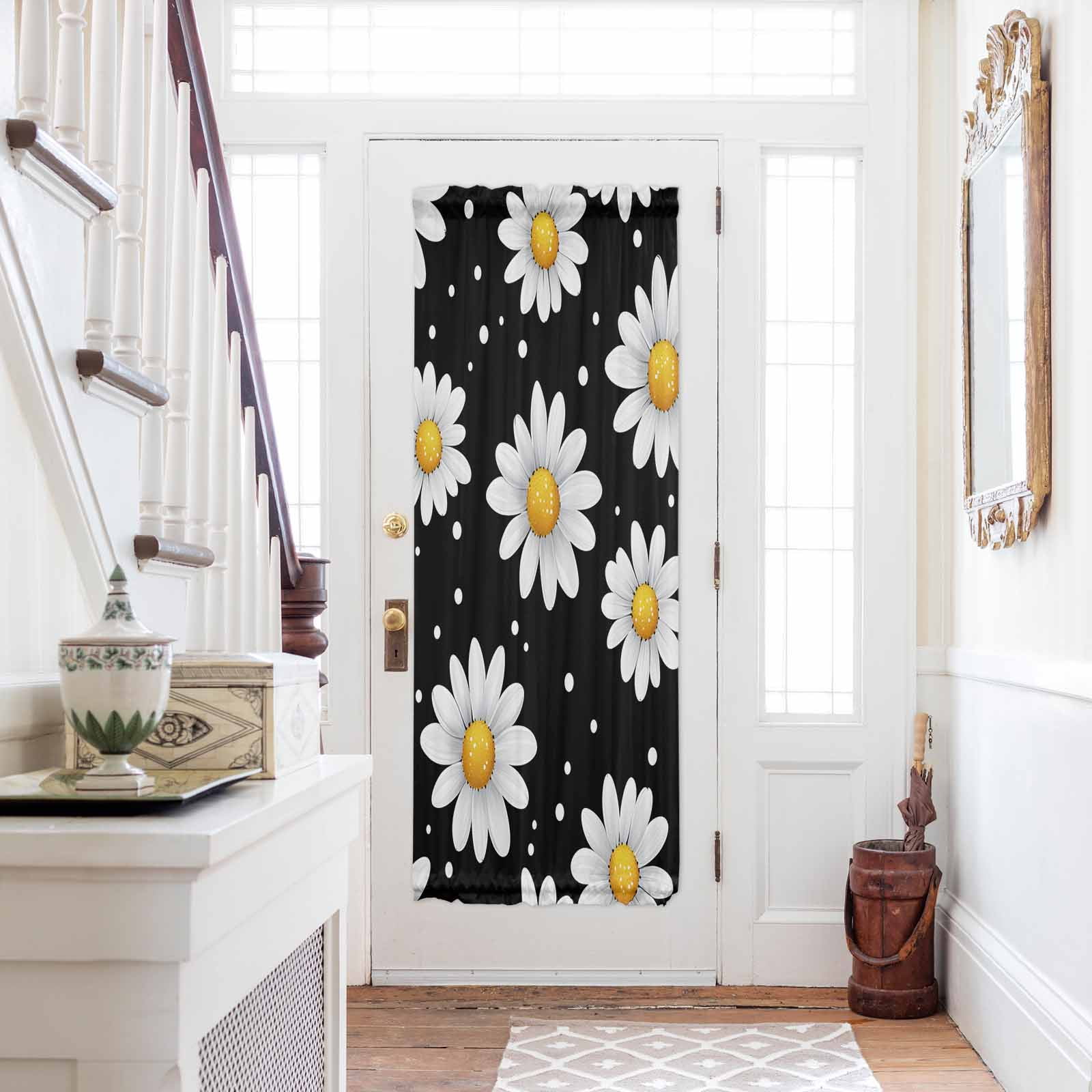 Botanical Daisy Door Curtains for Door Window, French Sidelight Front ...