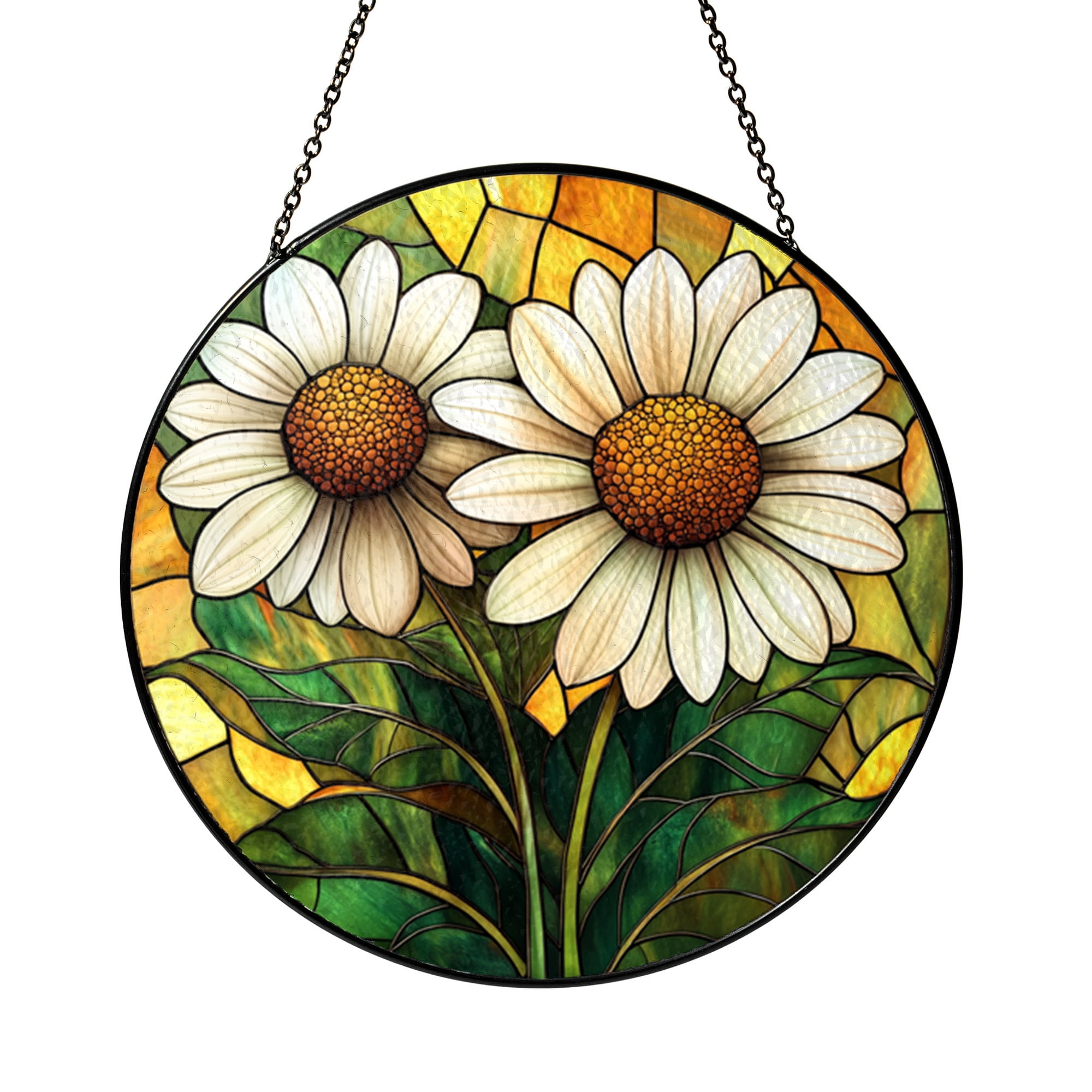 Botanical Dandelion Round Suncatcher – Stained Glass Style Window Art ...