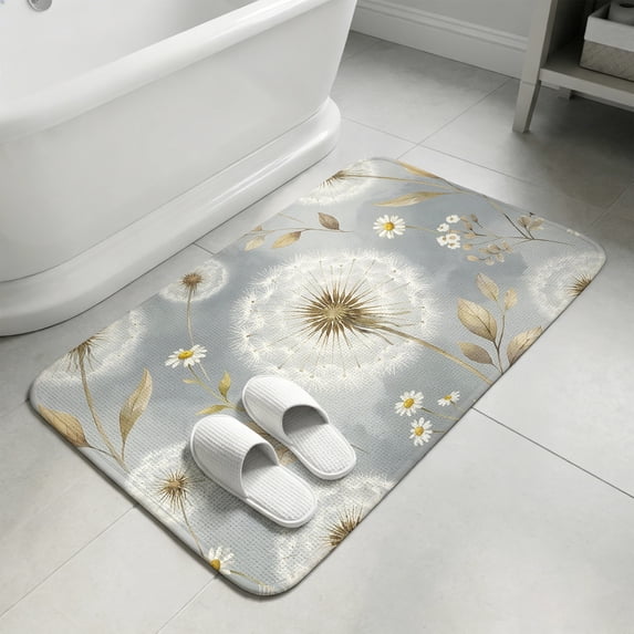 Botanical Dandelions Bathroom Rugs Non Slip Washable Bath Mat Absorbent ...