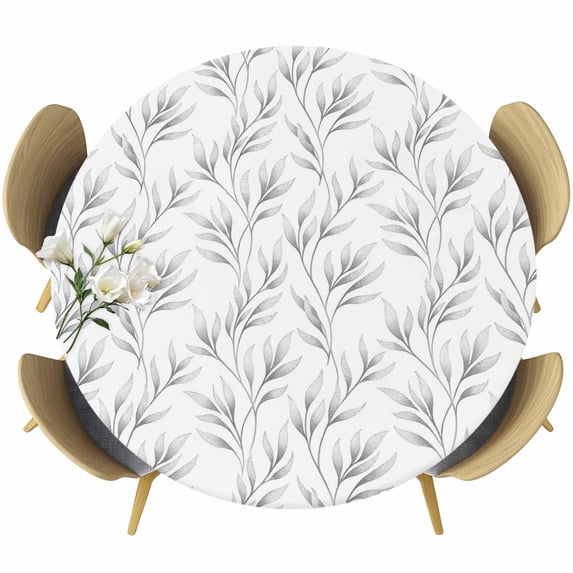 Botanical Delicate Branches Round Tablecloth 45-54 Inch Round Fitted ...
