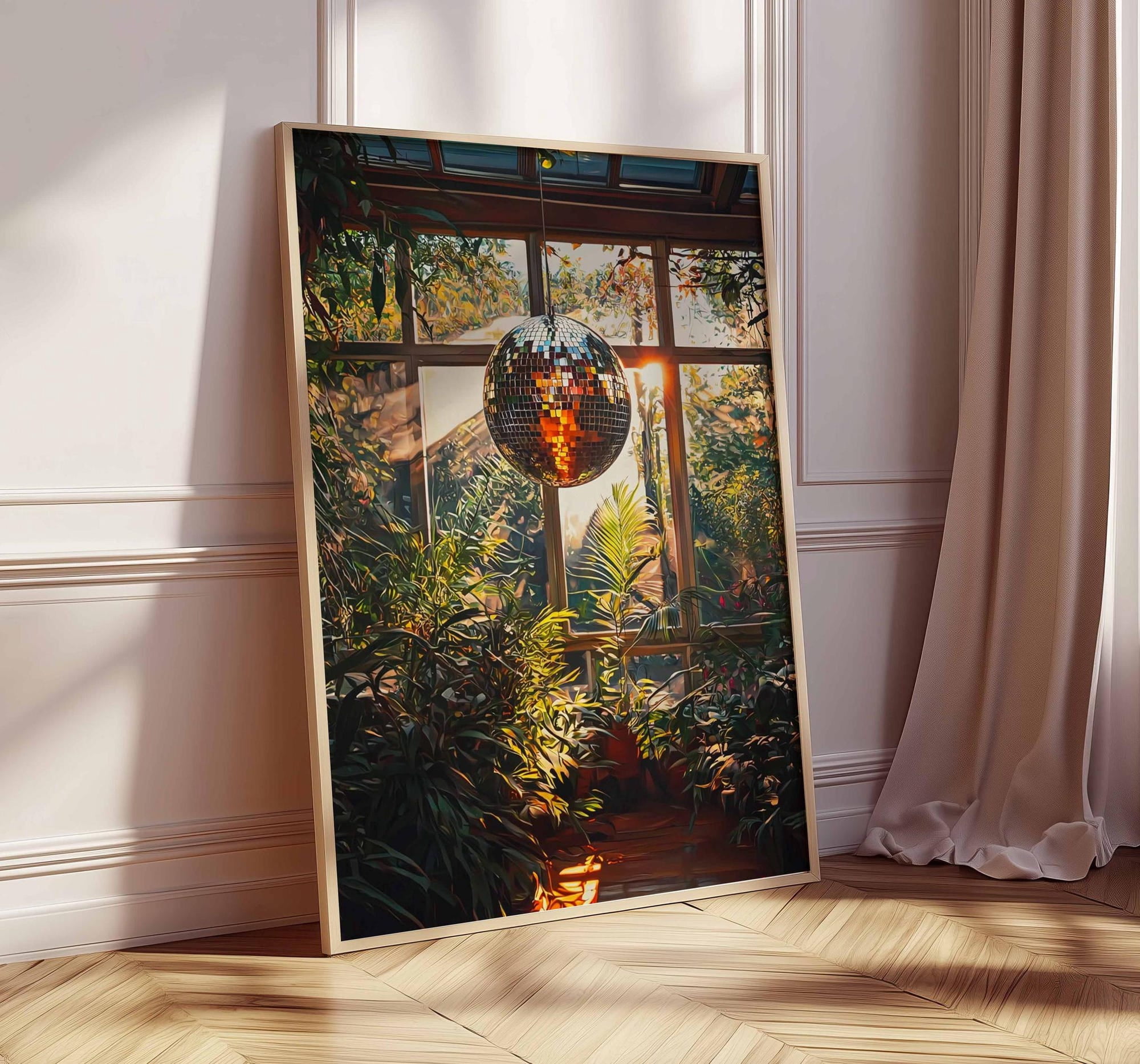 Botanical Disco Ball Art Print Retro 70s Tropical Decor - Walmart.com