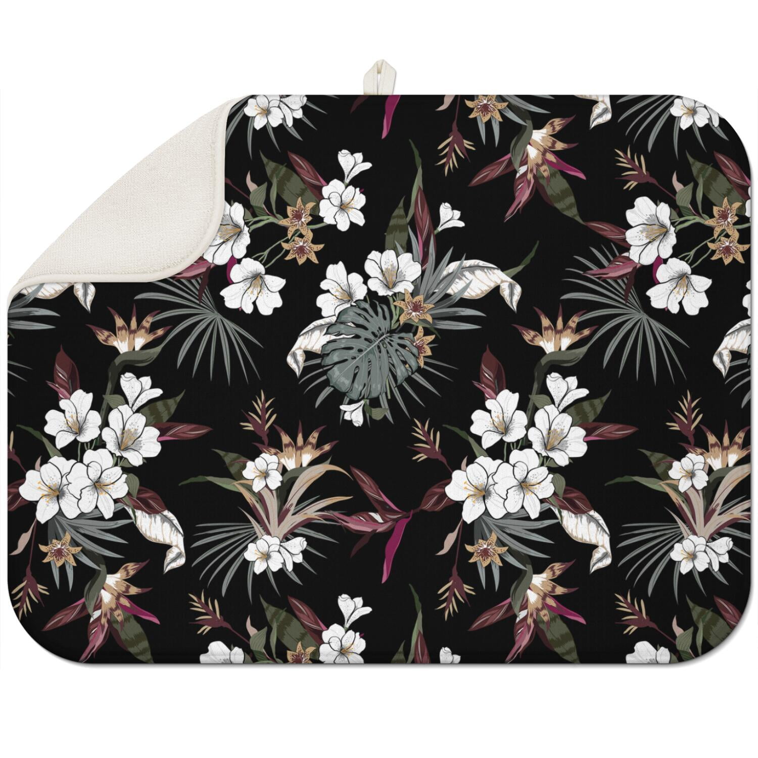 Botanical Dish Drying Mat – Tropical Floral and Hawaiian Hibiscus ...