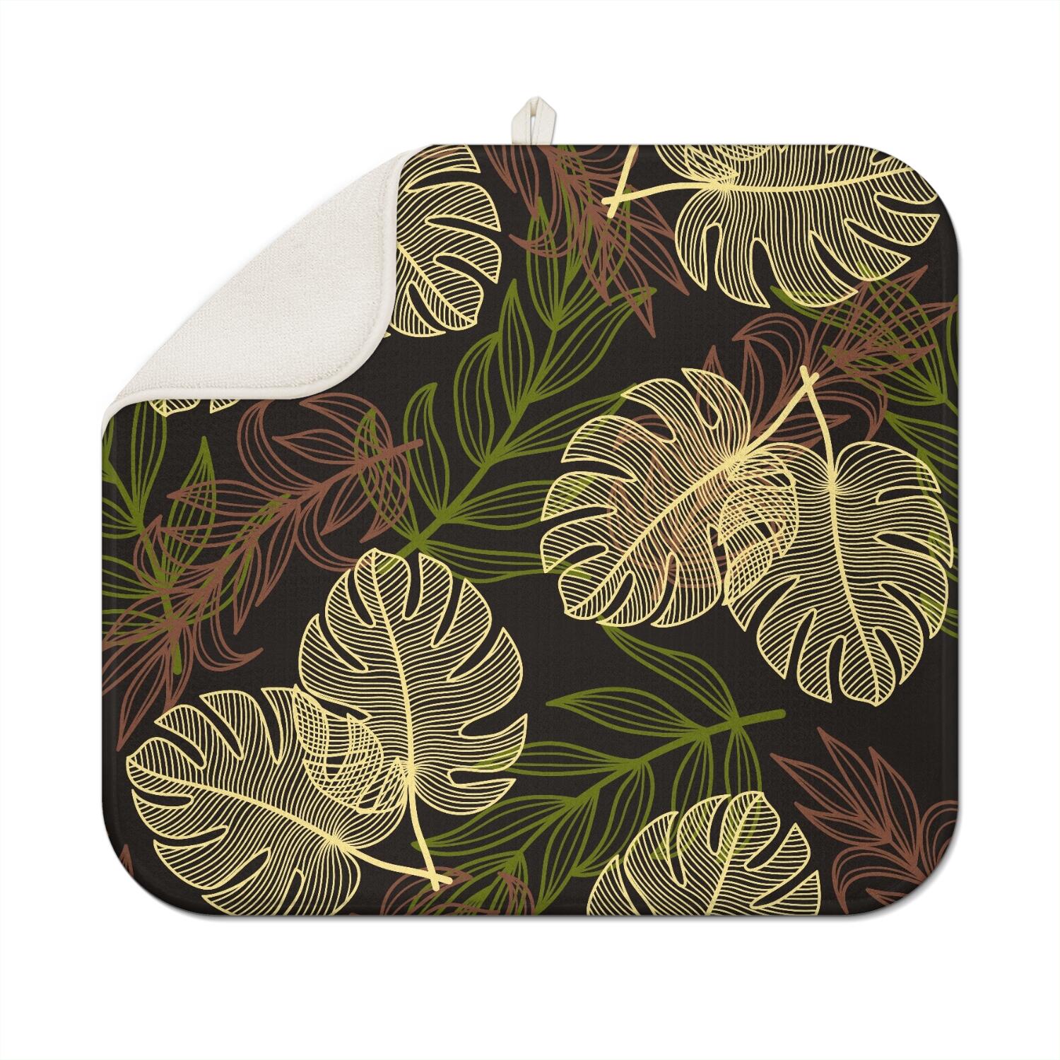 Botanical Dish Drying Mat – Tropical Floral and Hawaiian Hibiscus ...
