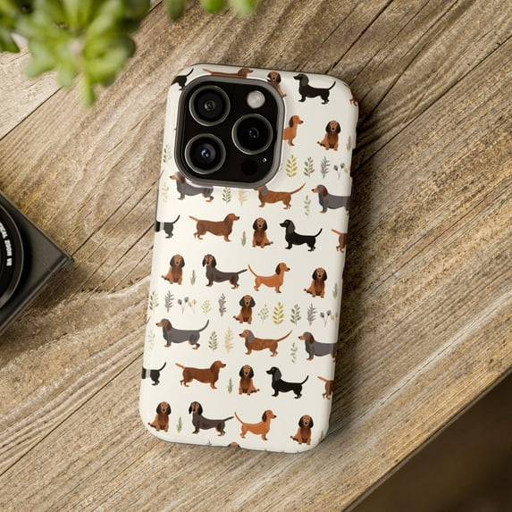 Botanical Doxie Art Dog Case for iPhone 17 11 12 13 14 15 16 Pro Max ...