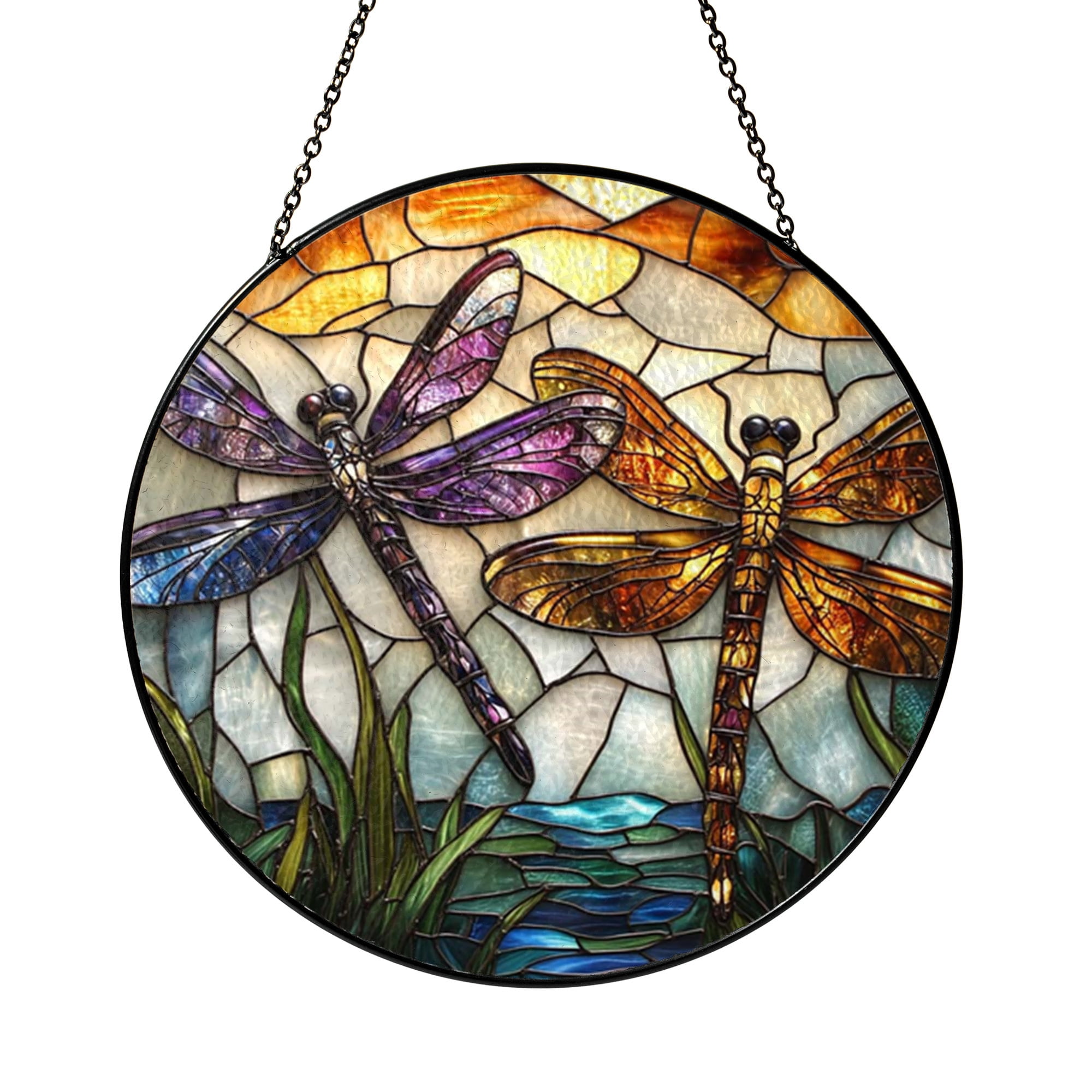 Botanical Dragonfly Stained Glass Suncatcher – Decorative Window ...