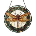 Botanical Dragonfly Stained Glass Suncatcher, Round Berry Window ...