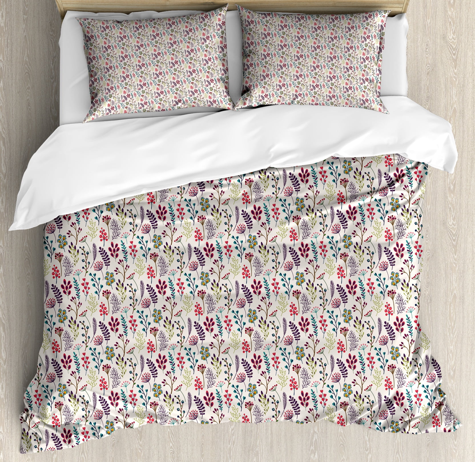 Botanical Duvet Cover Set, Autumn Nature Themed Abstract Design ...