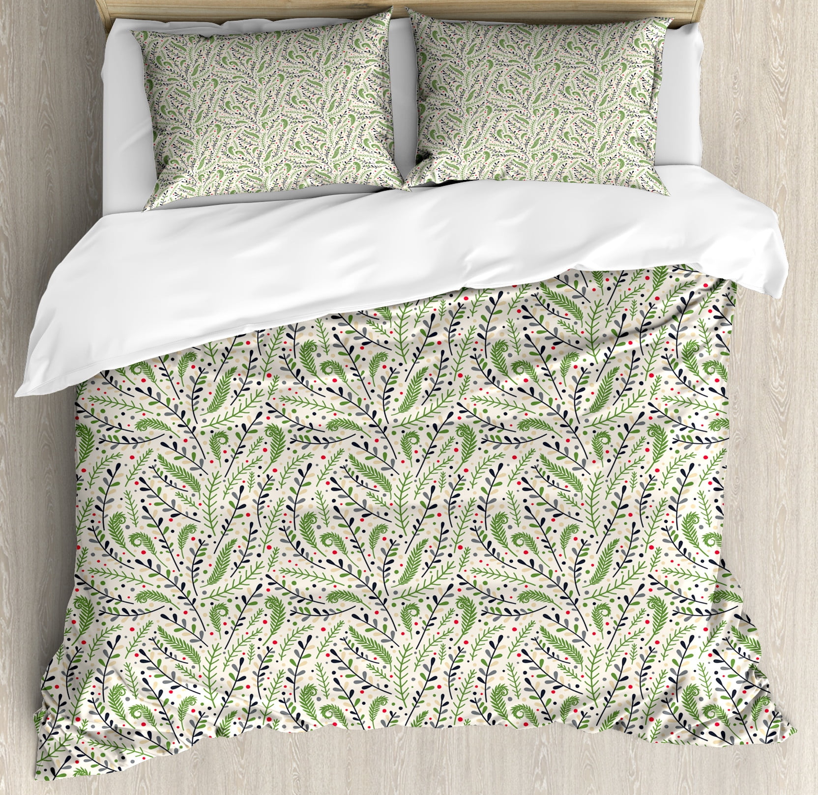 Botanical Duvet Cover Set, Colorful Leaves and Mother Nature Branches ...
