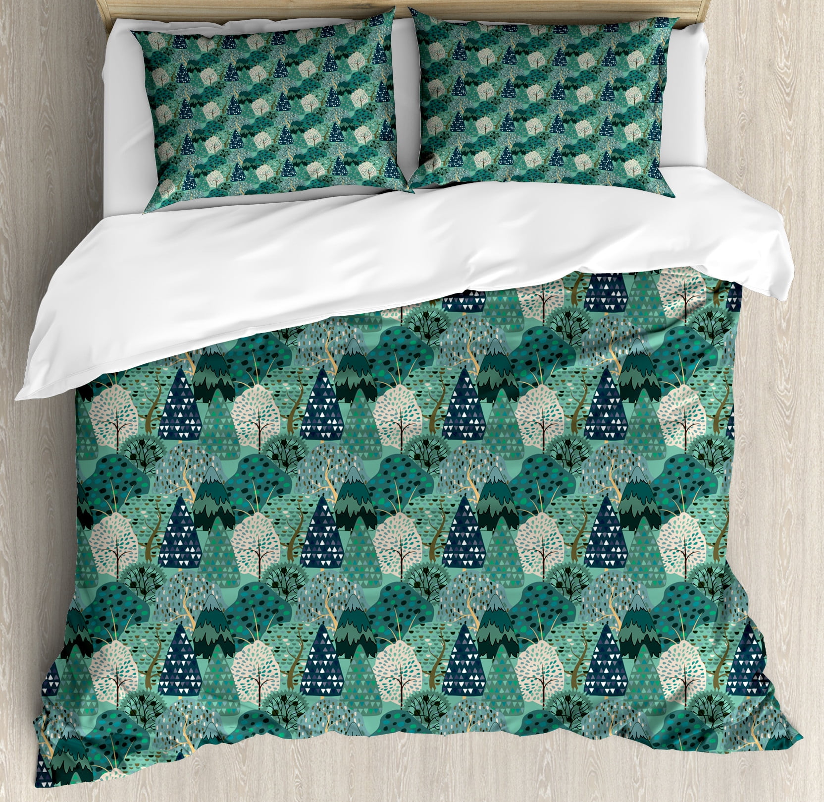Botanical Duvet Cover Set, Doodle Style Botanical Motifs from Different ...