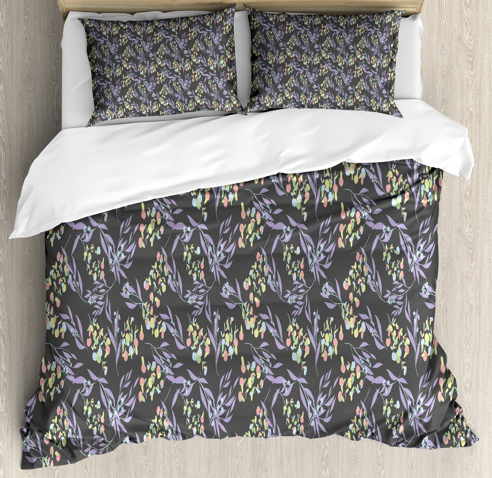 Botanical Duvet Cover Set, Eucalyptus Leaves and Branches Exotic Summer ...