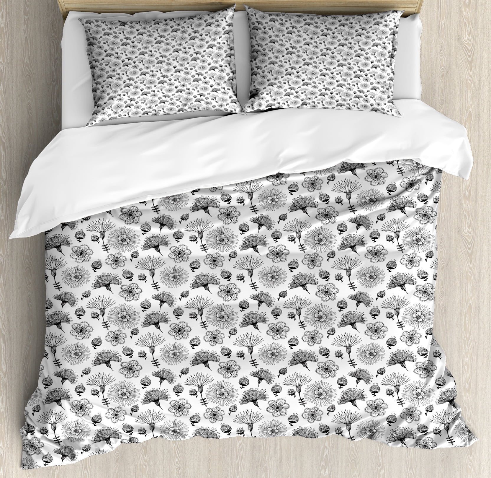 Botanical Duvet Cover Set, Gardening Blossoming Perennial Flower ...