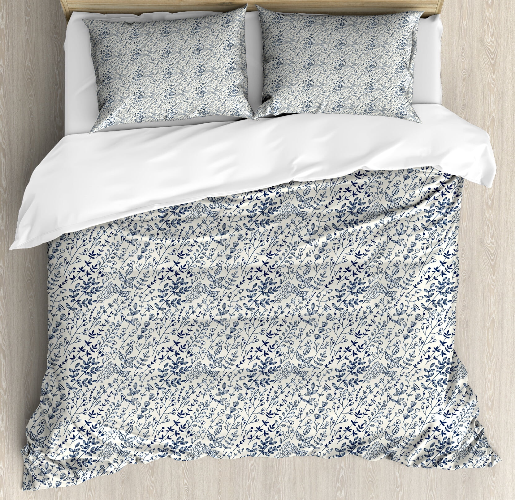 Botanical Duvet Cover Set, Modern Abstract Repeated Spring Garden ...