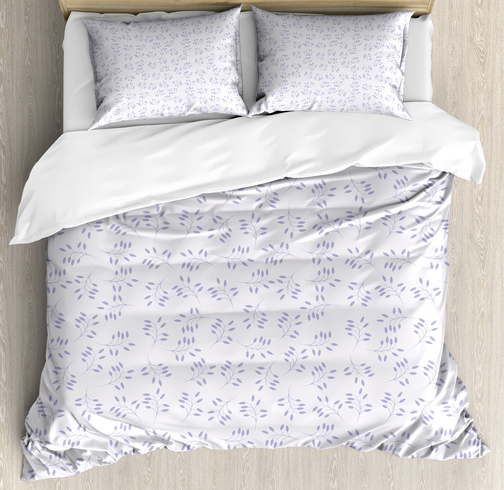 Botanical Duvet Cover Set, Repetitively Scattered Leafy Branches in ...