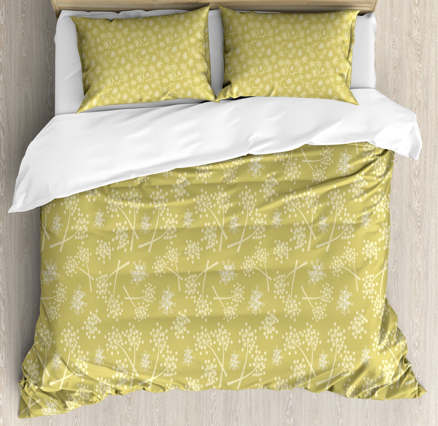 Botanical Duvet Cover Set, Rural Concept Retro Flowers and Abstract ...