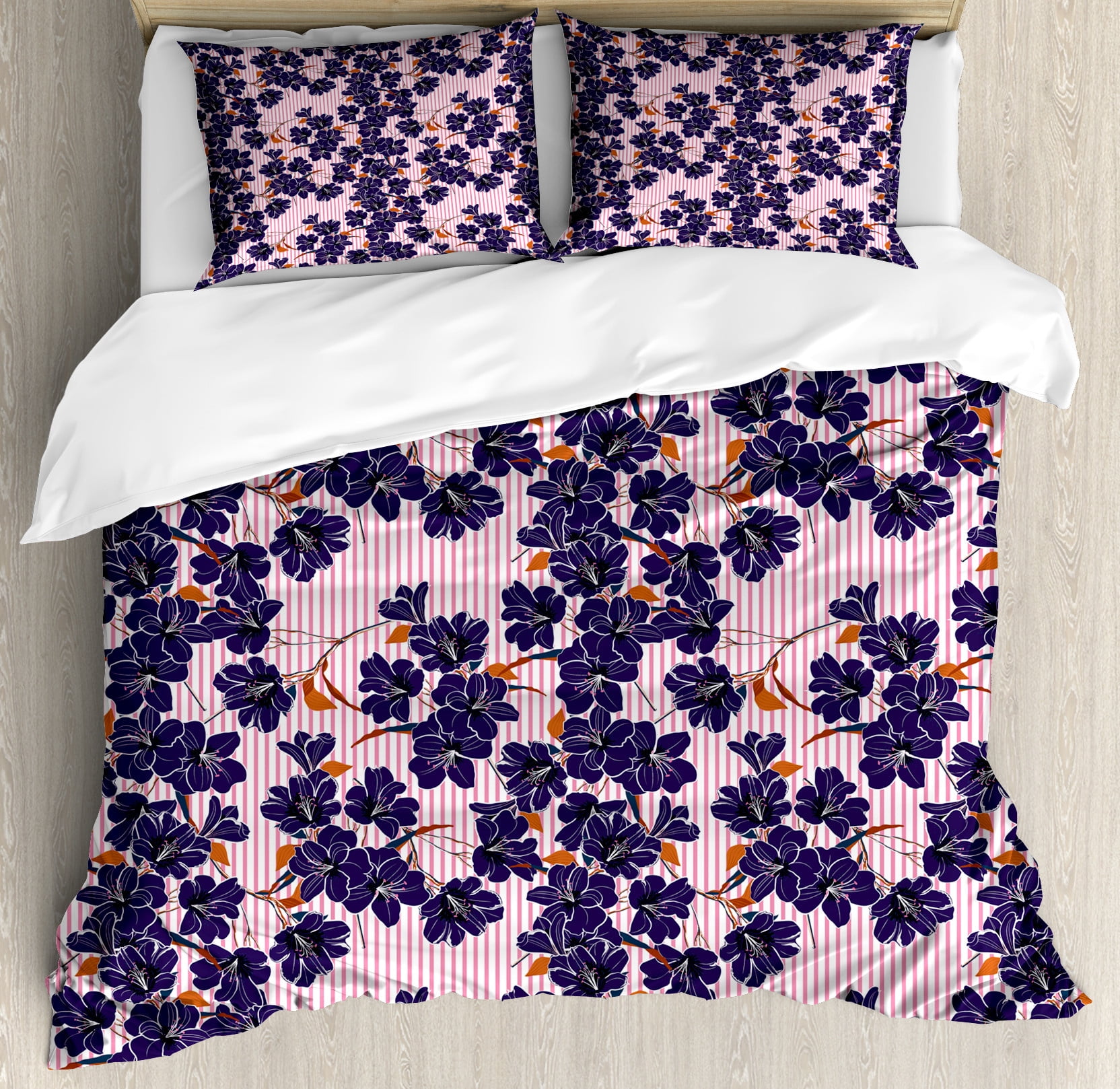 Botanical Duvet Cover Set, Spring Theme Floral Patterns Blooming ...