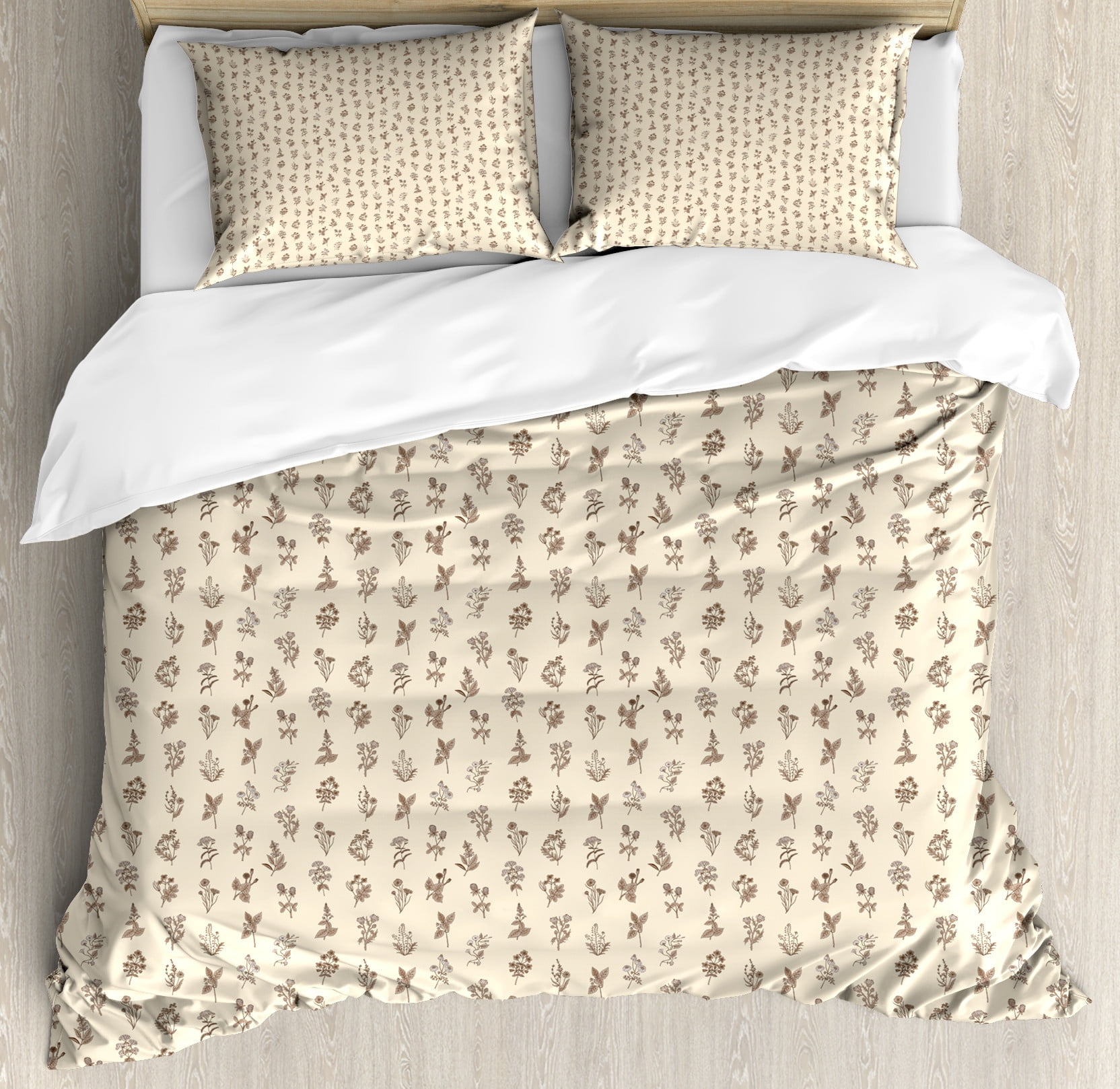 Botanical Duvet Cover Sets, Continuous Herbs Plants Aromatherapy ...