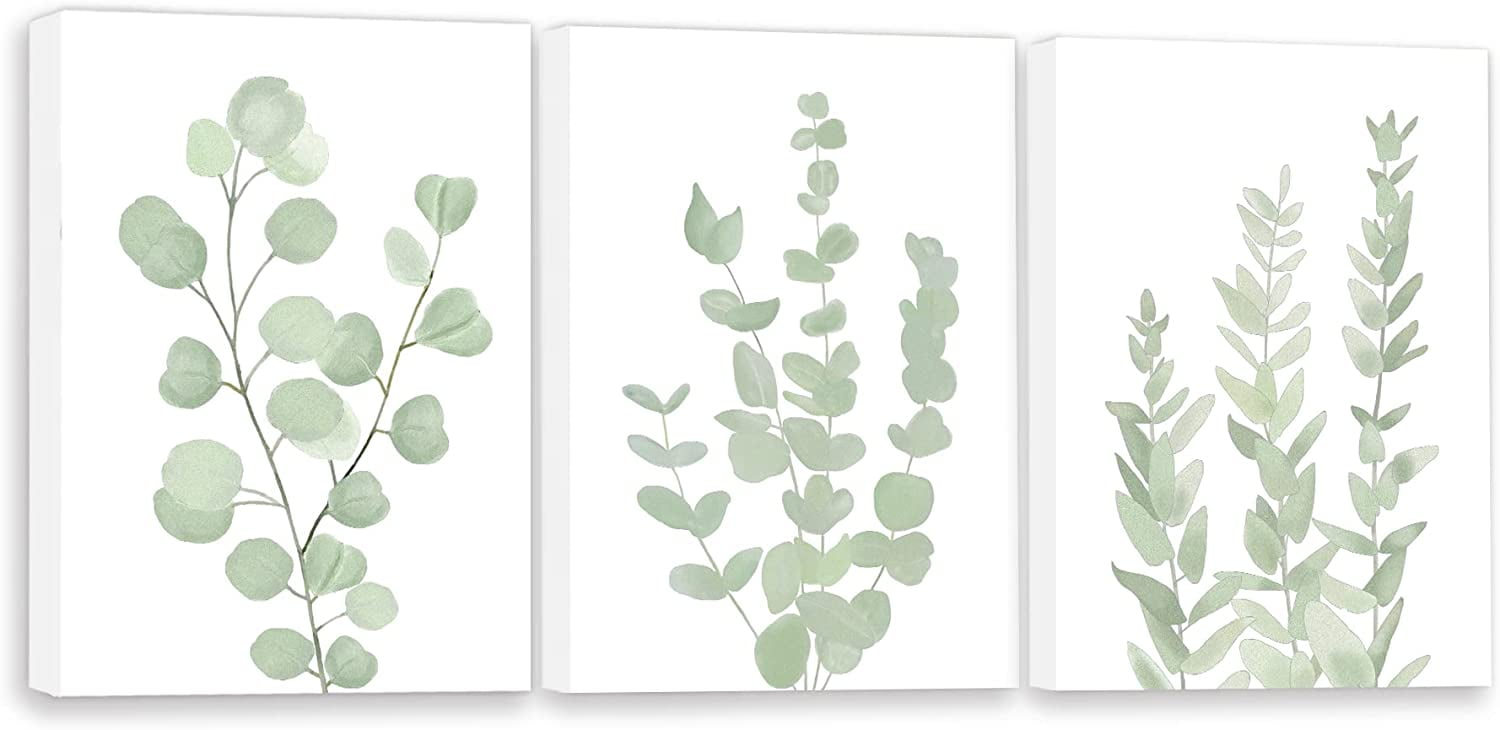 Botanical Eucalyptus Canvas FRAMED Wall Art | Boho Plant Wall Decor for ...