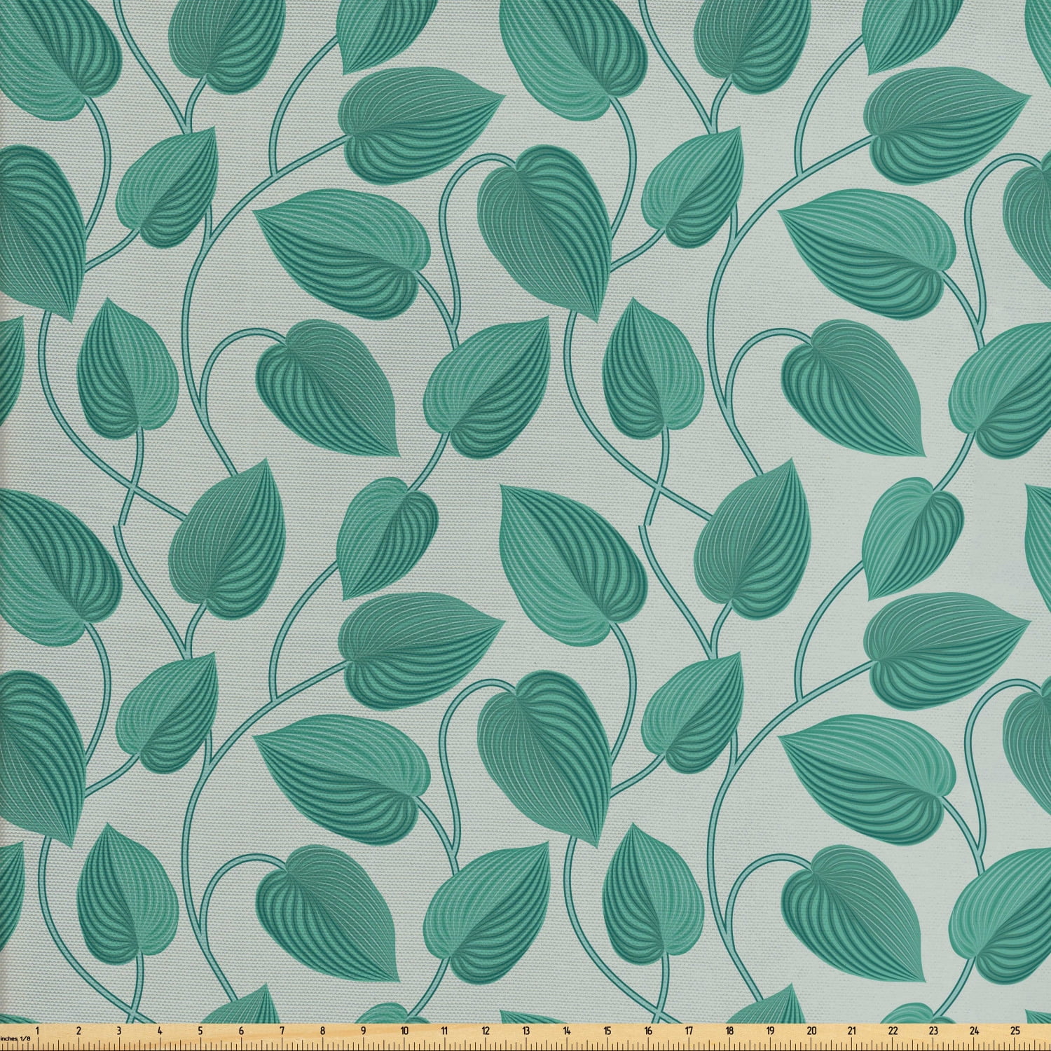 Botanical Fabric by the Yard, Continuous Pattern with Flourish Leafy ...