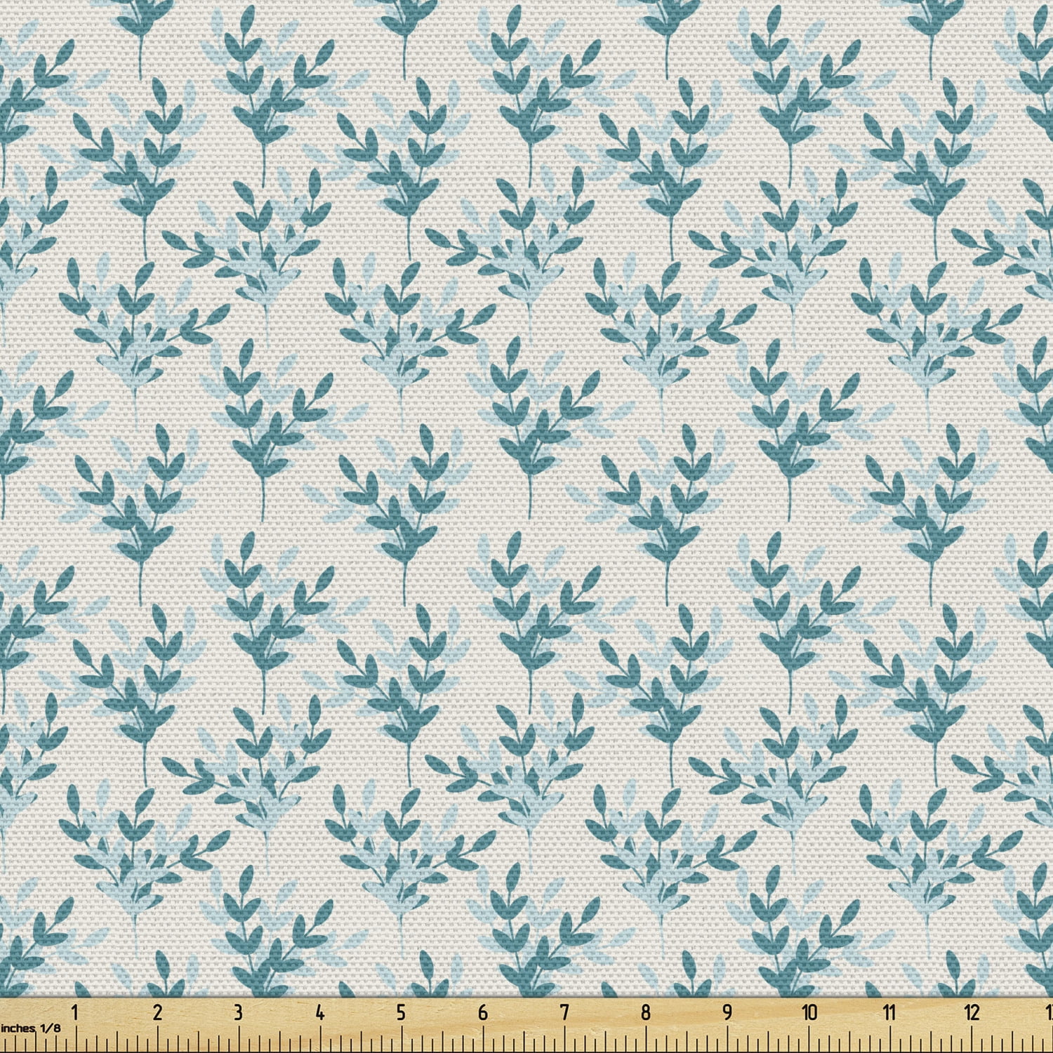 Botanical Fabric by the Yard, Continuous Pattern with Leafy Branches ...