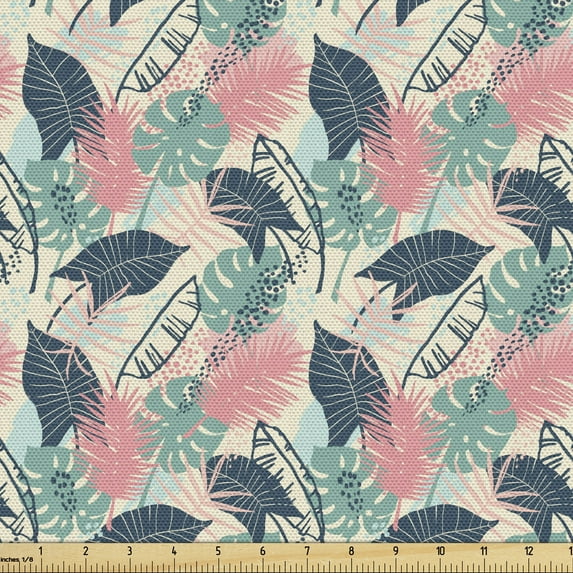 Botanical Fabric by the Yard, Continuous Tropical Pattern with Exotic ...