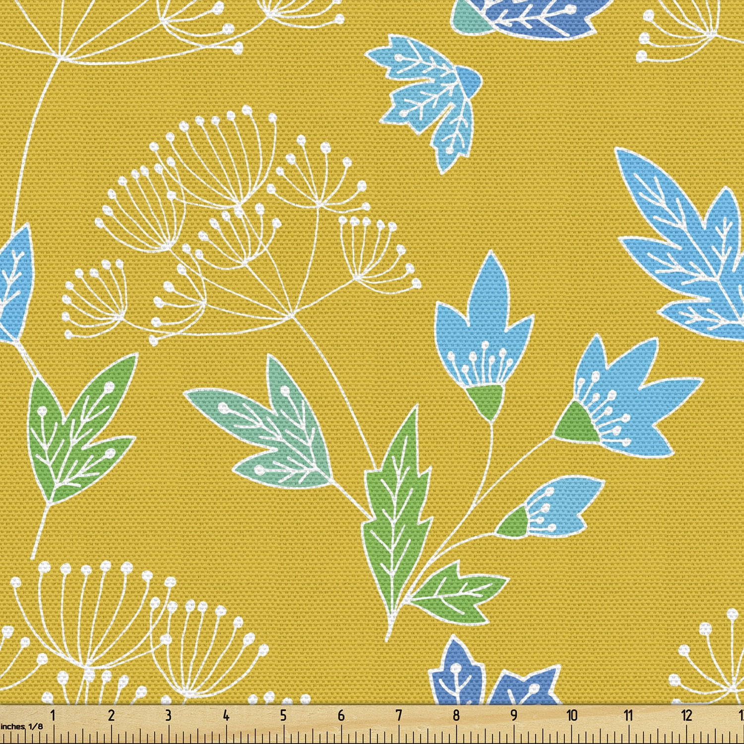Botanical Fabric by the Yard, Earth Tones Meadow Leaf Branches ...