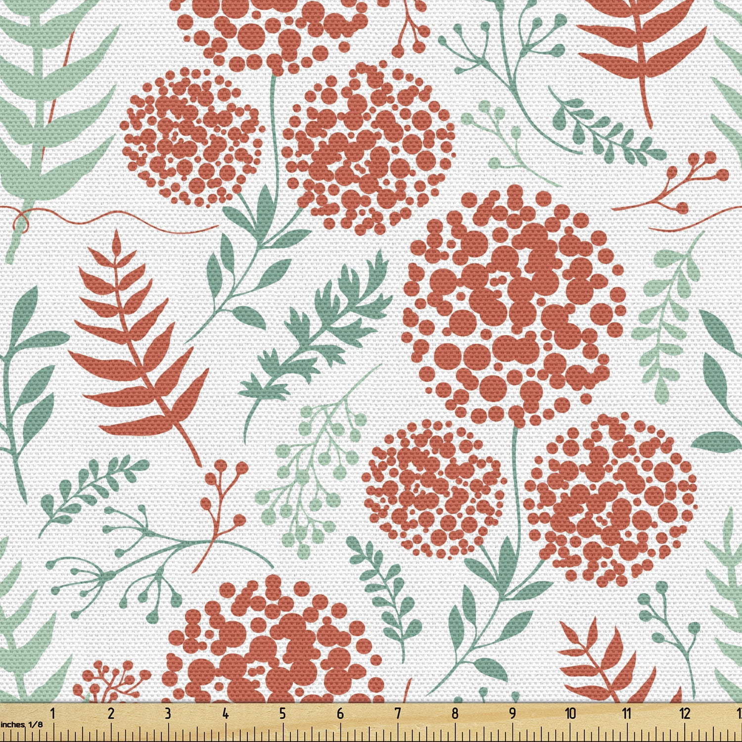 Botanical Fabric by the Yard, Floral Scene of Botany Items Leaves ...