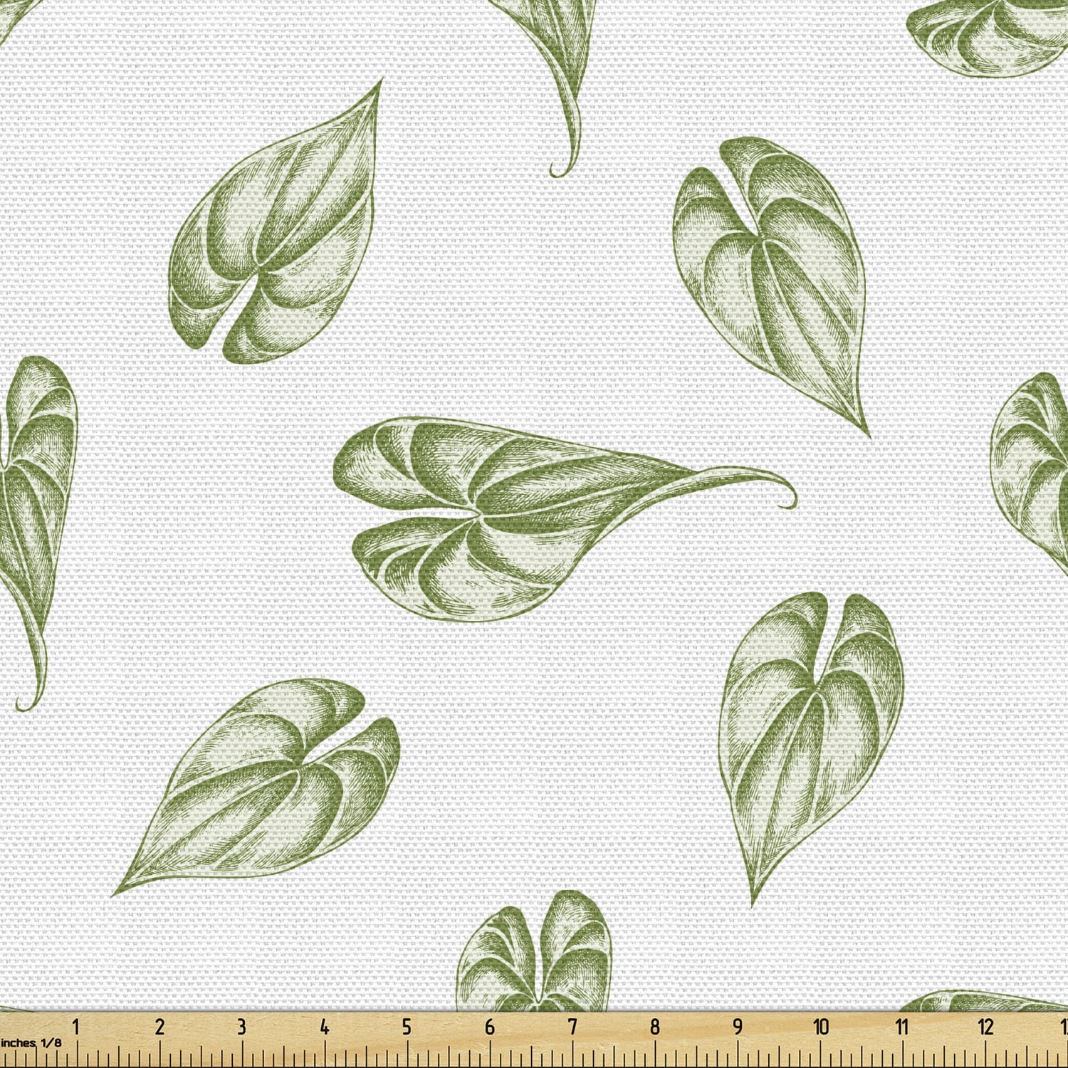 Ambesonne Botanical Fabric by the Yard Upholstery, Philodendron Leaves ...