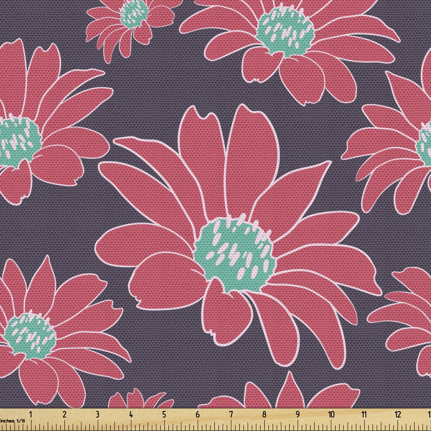 Botanical Fabric by the Yard, Irregular Design Floral Theme Romantic ...