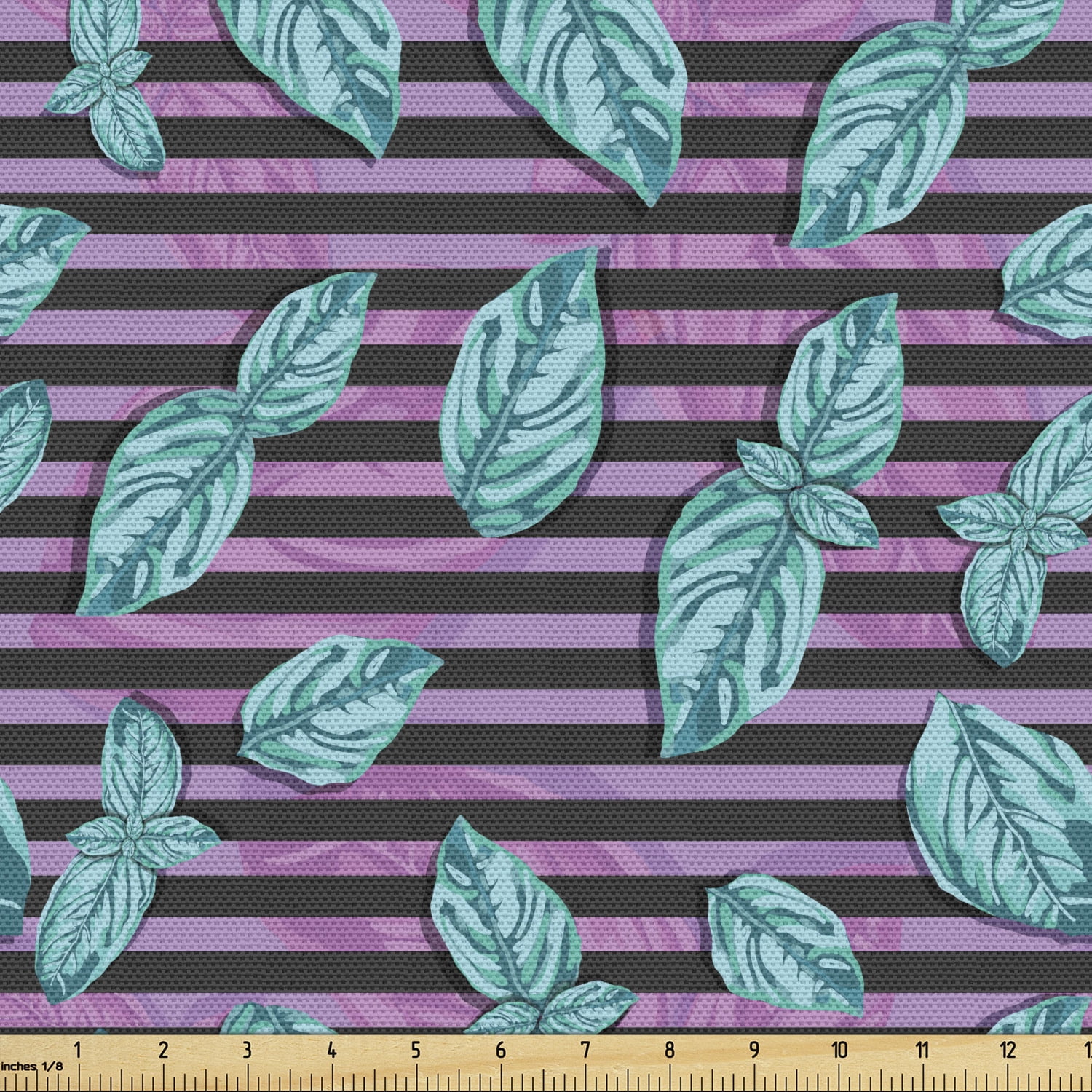 Ambesonne Botanical Fabric by the Yard Upholstery, Spice Basil Leaves ...