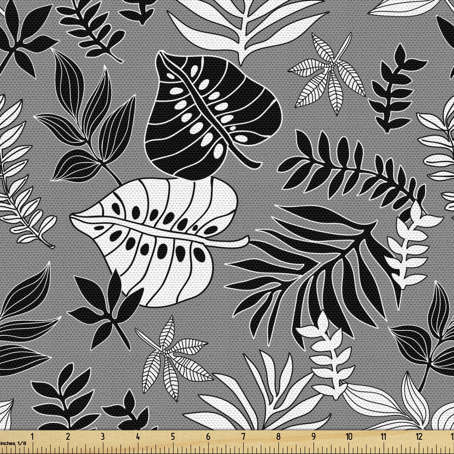 Botanical Fabric by the Yard, View of Various Leaves and Other ...