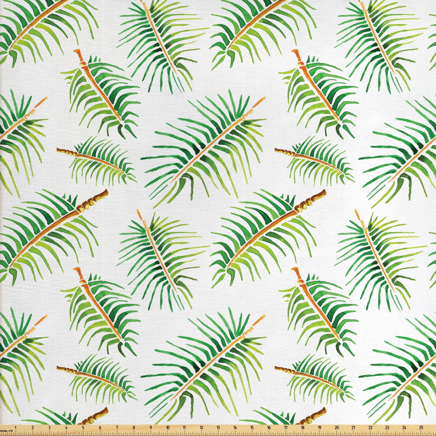 Botanical Fabric by the Yard, Watercolor Style Palms Botanical Leaves ...