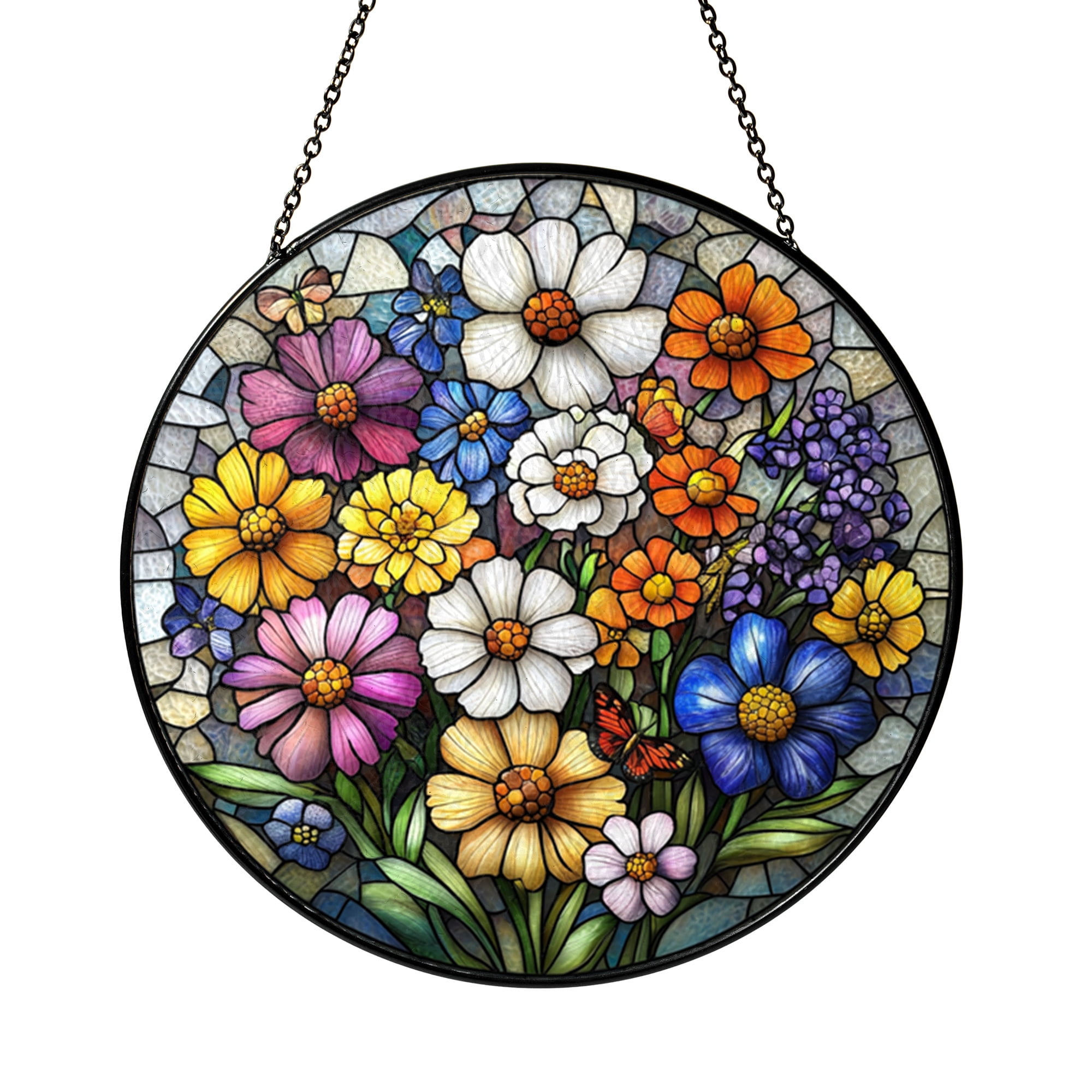 Botanical Family Flower Glass Style Suncatcher – Window Decor - Walmart.com