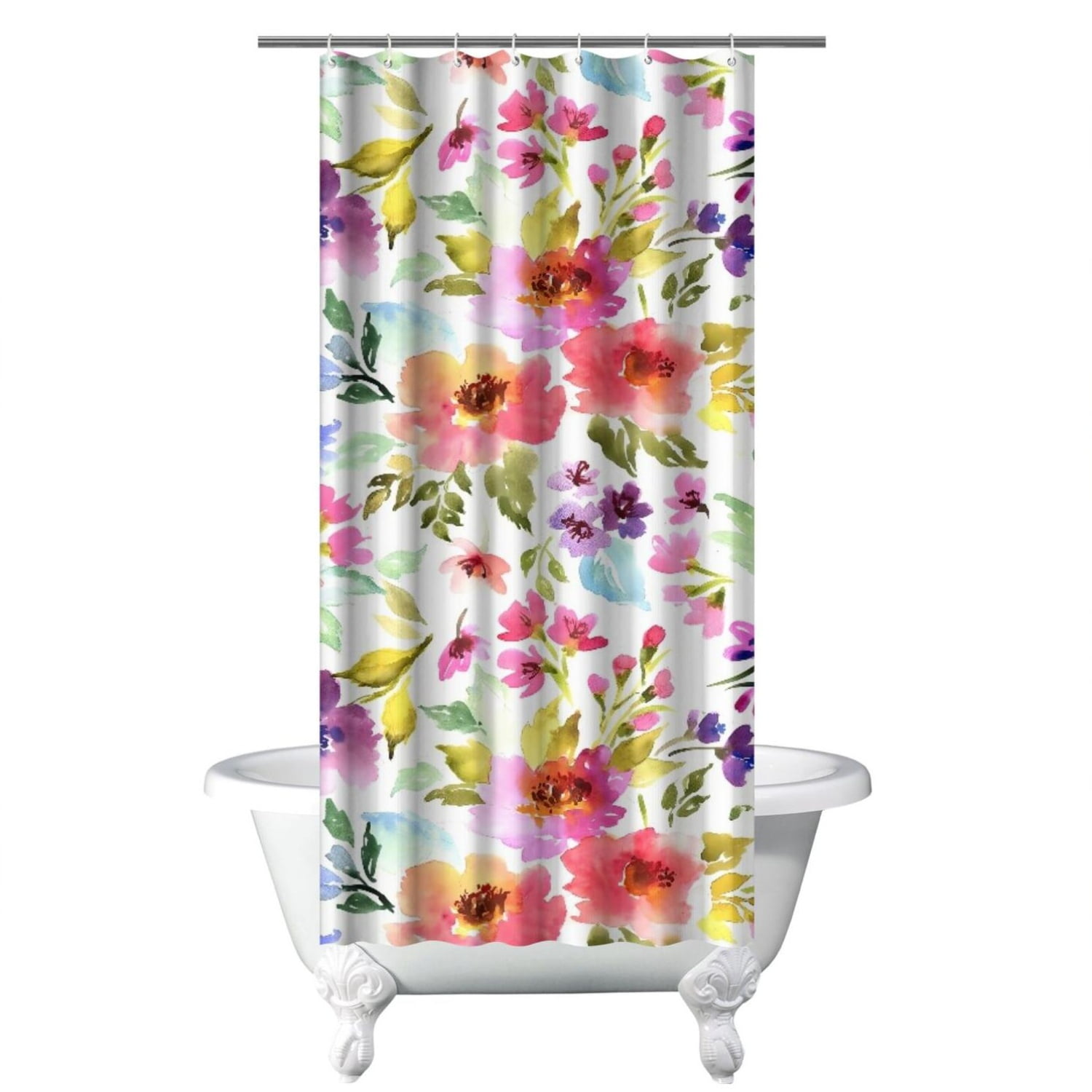 Botanical Farmhouse Bloom Shower Curtain 36x72, Rustic Wildflower and Butterfly Design with ...