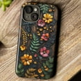 Botanical Fern & Flower Dark Floral Pattern with iPhone 17 to 11 Pro ...